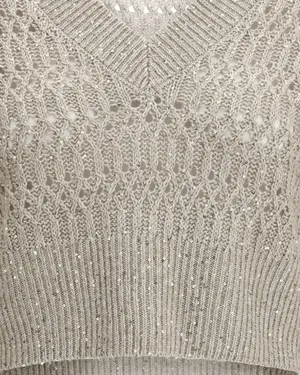 Brunello Cucinelli Long Sleeve V-neck Sweater With Sequins