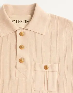 Valentino Garavani Button Detailed Long-sleeved Ribbed Polo Shirt