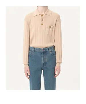Valentino Garavani Button Detailed Long-sleeved Ribbed Polo Shirt