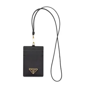 Prada Saffiano Leather Badge Holder - Black