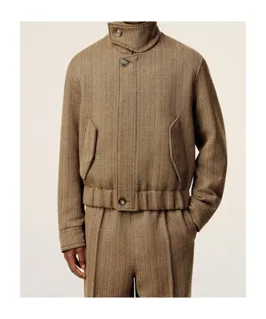 AMI Paris Herringbone Wool Harrington Jacket