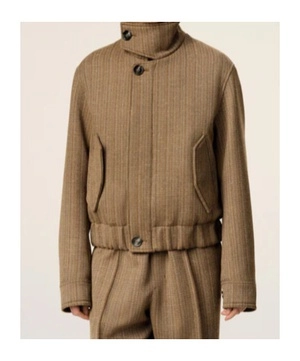 AMI Paris Herringbone Wool Harrington Jacket