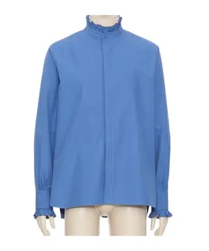 Valentino Garavani Ruffle Detailed Button-up Shirt - Blue