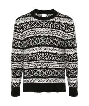 Eleventy Round Neck Fair Isle Knit Sweater