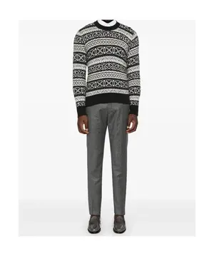Eleventy Round Neck Fair Isle Knit Sweater