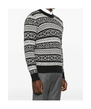 Eleventy Round Neck Fair Isle Knit Sweater
