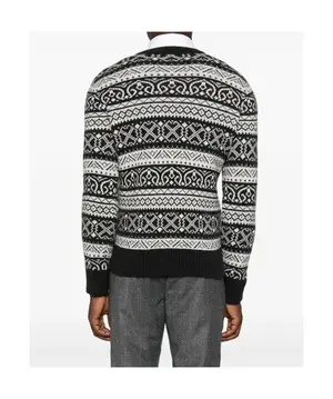 Eleventy Round Neck Fair Isle Knit Sweater