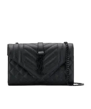 Saint Laurent Small Monogram Matelassé Envelope Crossbody Bag - Black