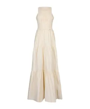 Liu Jo Crochet Knit V-neck Maxi Dress