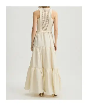 Liu Jo Crochet Knit V-neck Maxi Dress