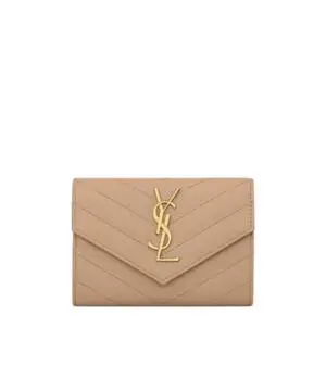 Saint Laurent Small Monogram Envelope Wallet - Nude