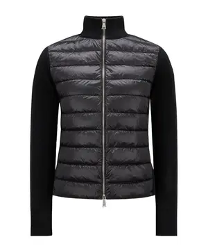 Moncler Quilted Padded Cardigan With Wool Knit