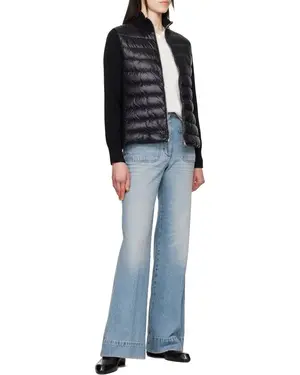 Moncler Quilted Padded Cardigan With Wool Knit
