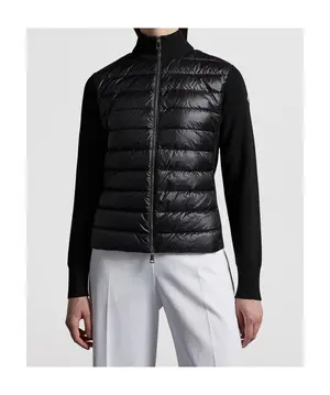 Moncler Quilted Padded Cardigan With Wool Knit
