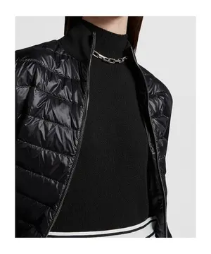 Moncler Quilted Padded Cardigan With Wool Knit