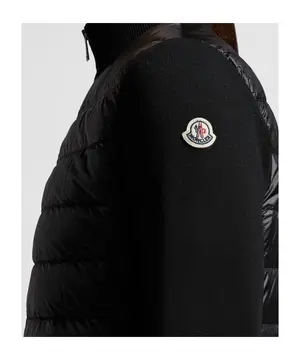 Moncler Quilted Padded Cardigan With Wool Knit