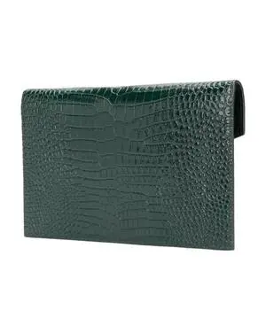 Saint Laurent Uptown Pouch In Crocodile Embossed Shiny Leather