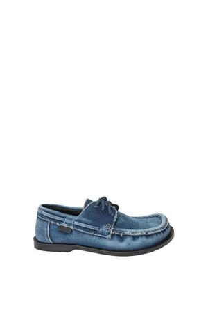 Loewe Campo Boat Shoe In Washed Denim