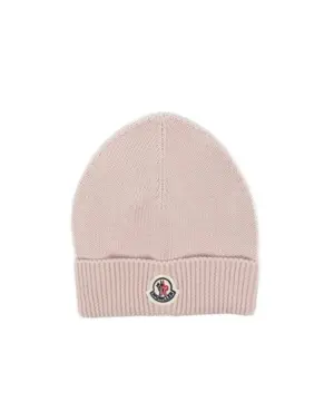Moncler Logo Patch Beanie - Pink