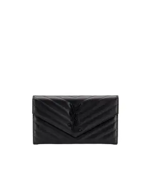 Saint Laurent Large Monogram Flap Wallet - Black