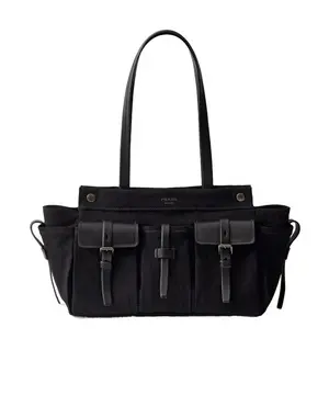 Prada Route Large Canvas And Leather Tote Bag