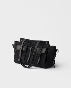 Prada Route Large Canvas And Leather Tote Bag