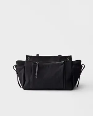 Prada Route Large Canvas And Leather Tote Bag