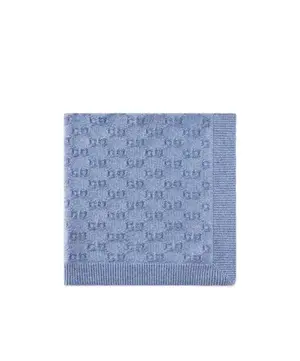 Gucci Baby Gg Cotton Jacquard Blanket - Light Blue
