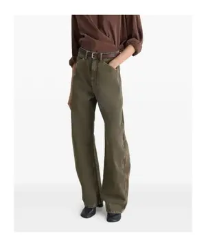 LEMAIRE High Waisted Curved Leg Trousers - Brown