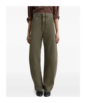 LEMAIRE High Waisted Curved Leg Trousers - Brown