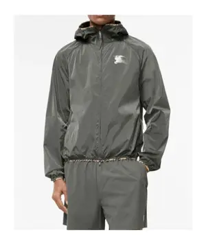 Burberry Nylon Hooded Jacket With Signature Check Taping