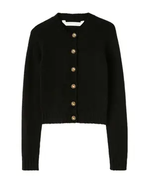 Palm Angels Curved Logo Buttoned Cardigan - Black