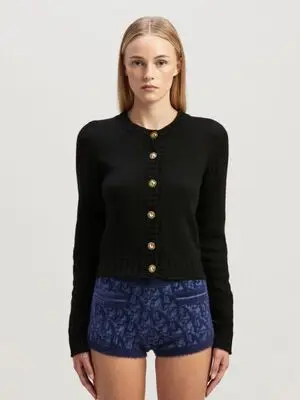 Palm Angels Curved Logo Buttoned Cardigan