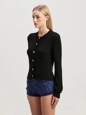 Palm Angels Curved Logo Buttoned Cardigan