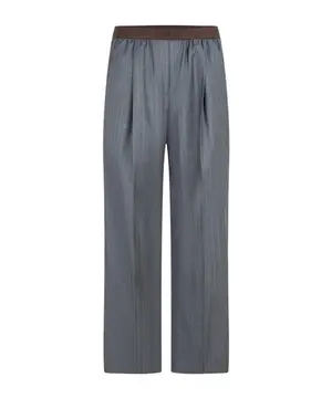 Miu Miu Elastic Waist Striped Casual Pants - Gray