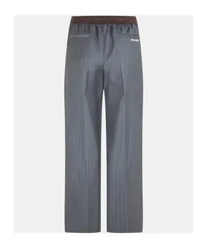 Miu Miu Elastic Waist Striped Casual Pants - Gray