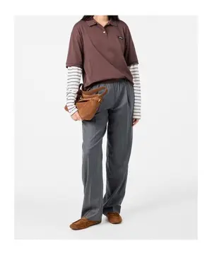 Miu Miu Elastic Waist Striped Casual Pants - Gray