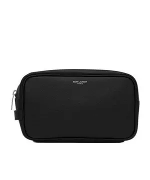 Saint Laurent Small Leather Wash Bag - Black