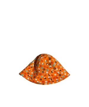 Miu Miu Poplin Bucket Hat With Floral Pattern - Orange/red