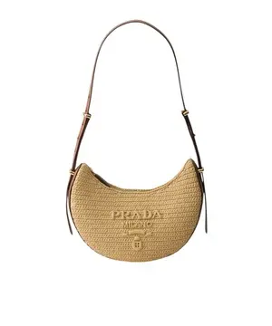 Prada Arqué Small Crochet And Leather Bag - Beige/cognac