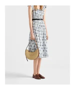 Prada Arqué Small Crochet And Leather Bag