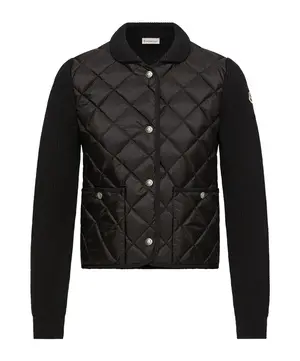 Moncler Diamond Quilted Padded Wool Cardigan