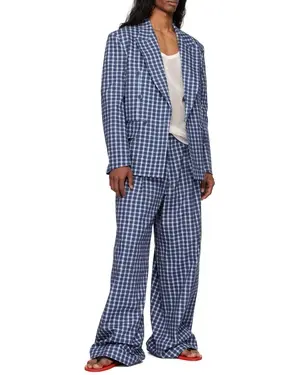 ERL Pleated Plaid Wide-leg Trousers