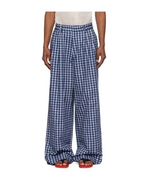 ERL Pleated Plaid Wide-leg Trousers