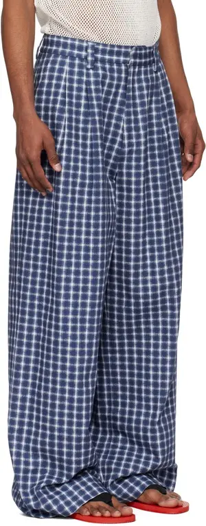 ERL Pleated Plaid Wide-leg Trousers