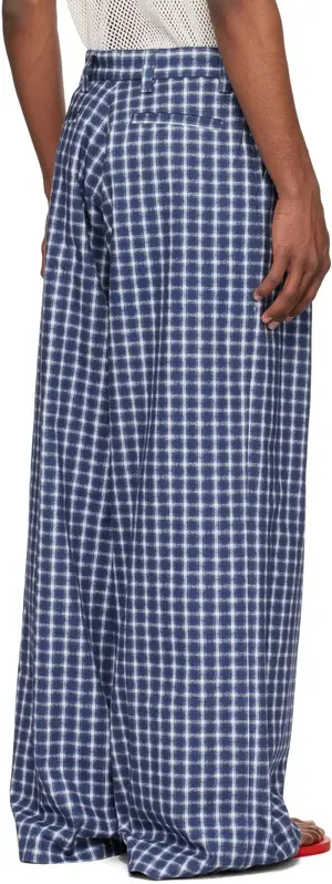 ERL Pleated Plaid Wide-leg Trousers