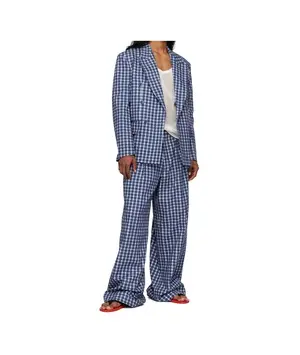 ERL Pleated Plaid Wide-leg Trousers
