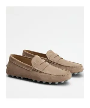TOD'S Gommino Suede Loafers With Embossed Detailing - Beige