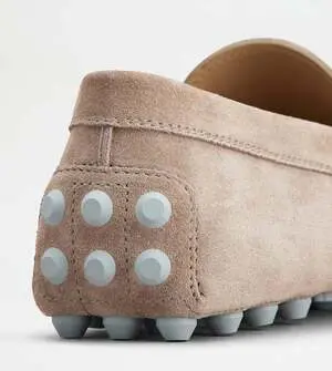 TOD'S Gommino Suede Loafers With Embossed Detailing - Beige