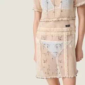 Miu Miu Embroidered Tulle Mini Dress